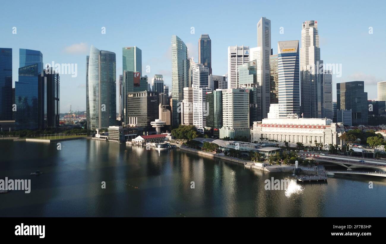 Drone View of Singapore Harbour Stock Photo - Alamy