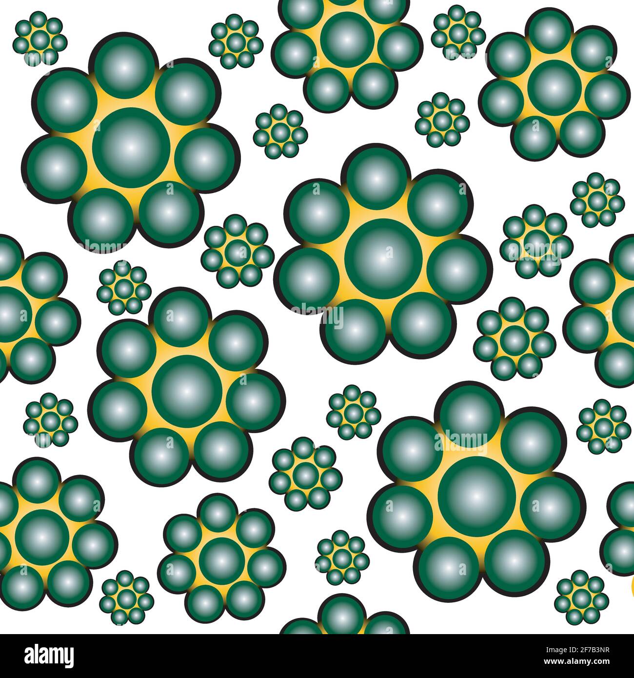 Futuristic floral seamless with bubbles flowers on white background ...