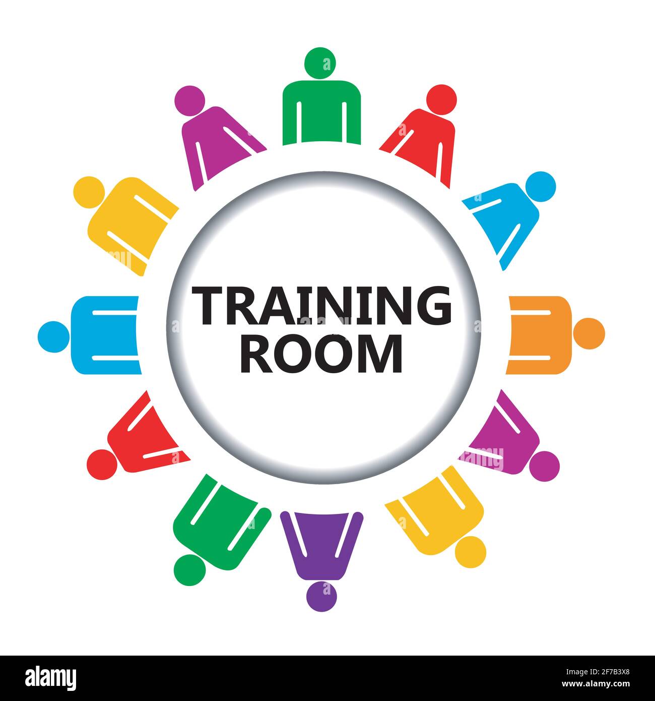 Training room sign with group of people on white background Stock ...