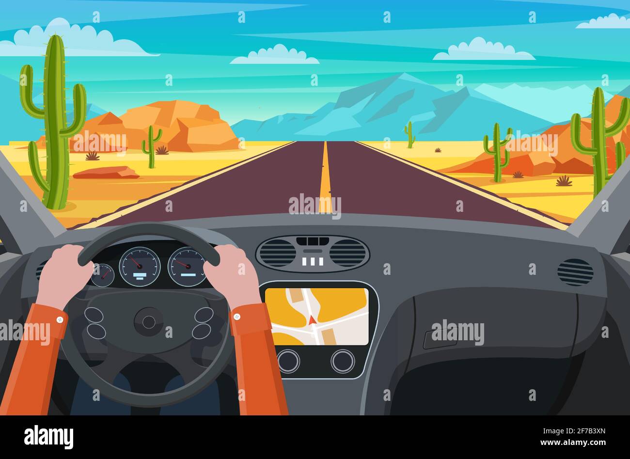 Car driving in the desert Stock Vector Images - Alamy