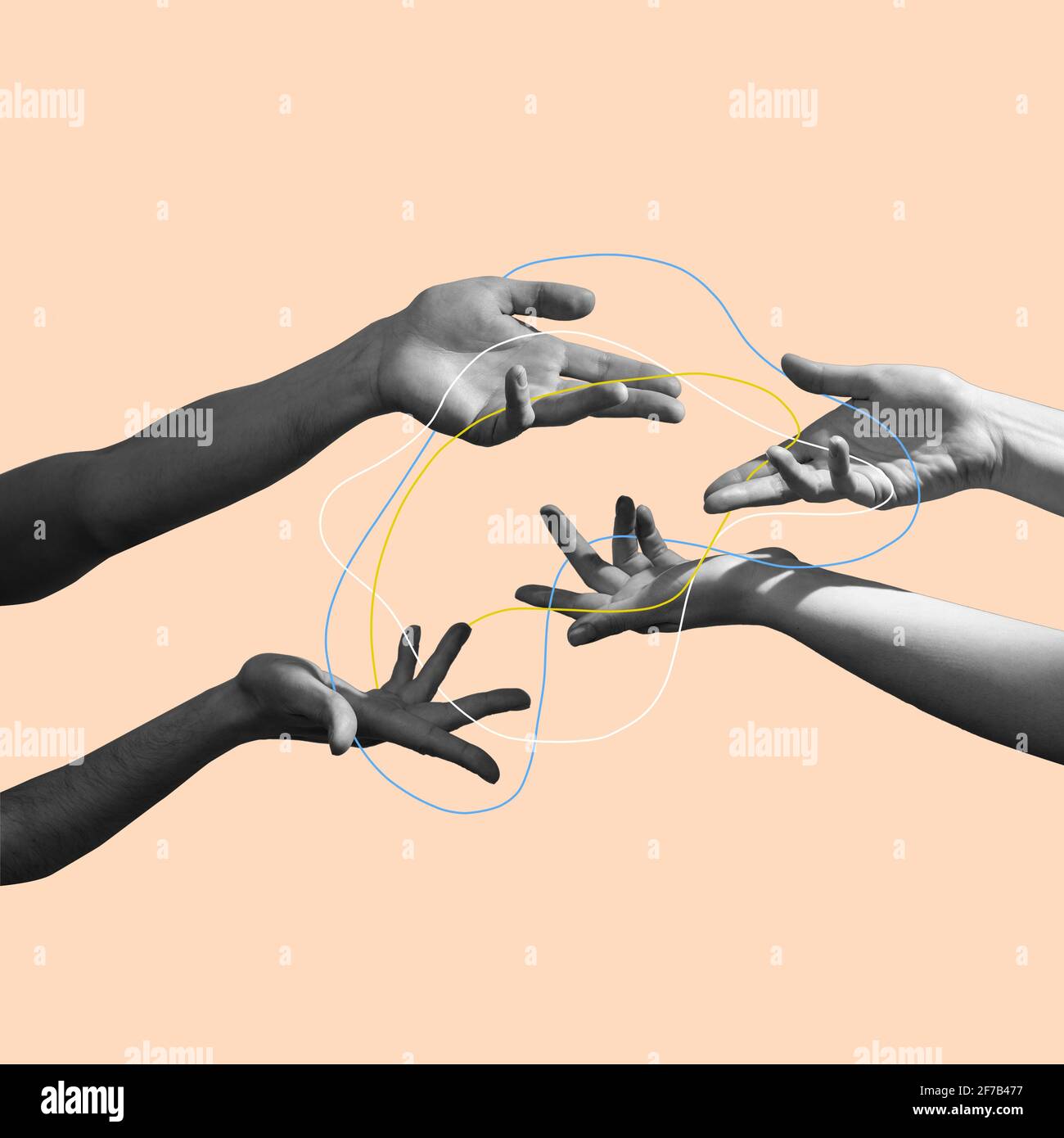 Hands aesthetic on bright background, artwork. Concept of human ...