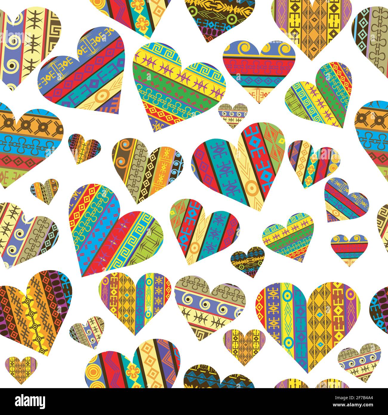 Patterned hearts with ethnic motifs seamless background Stock Vector ...