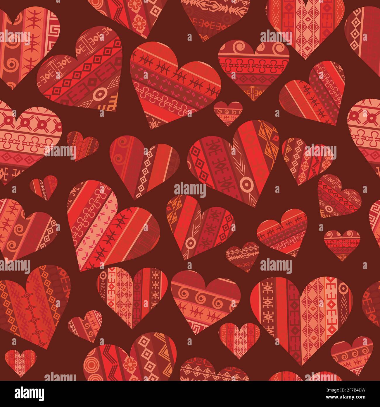 Red hearts with ethnic motifs seamless Stock Vector Image & Art - Alamy