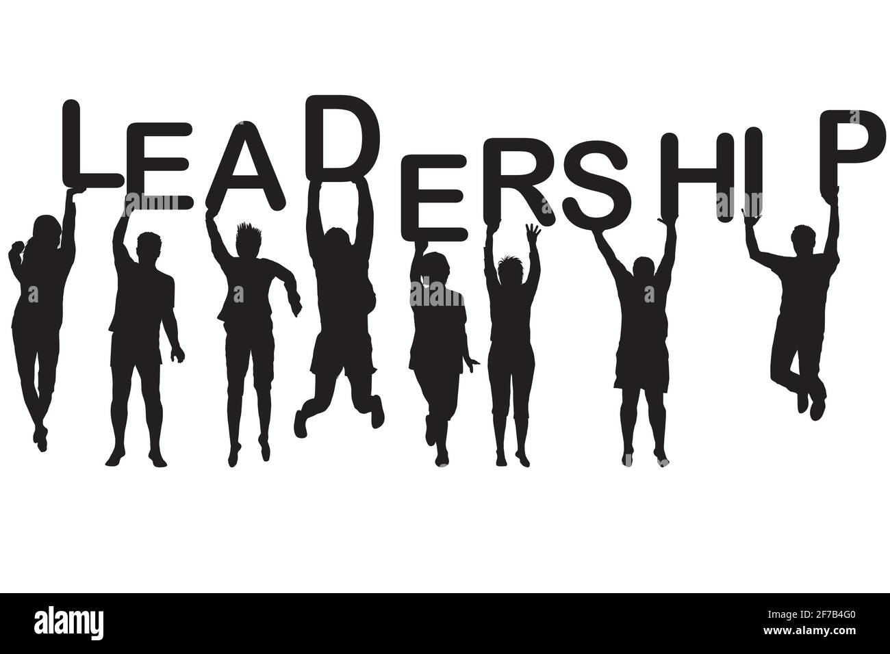 Leadership concept with people silhouettes holding letters with word ...