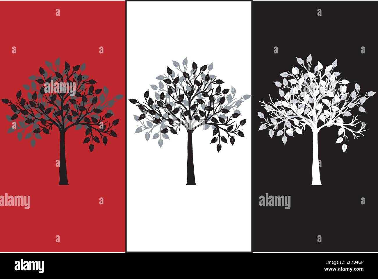 Abstract canvas with three trees Stock Vector Image & Art - Alamy