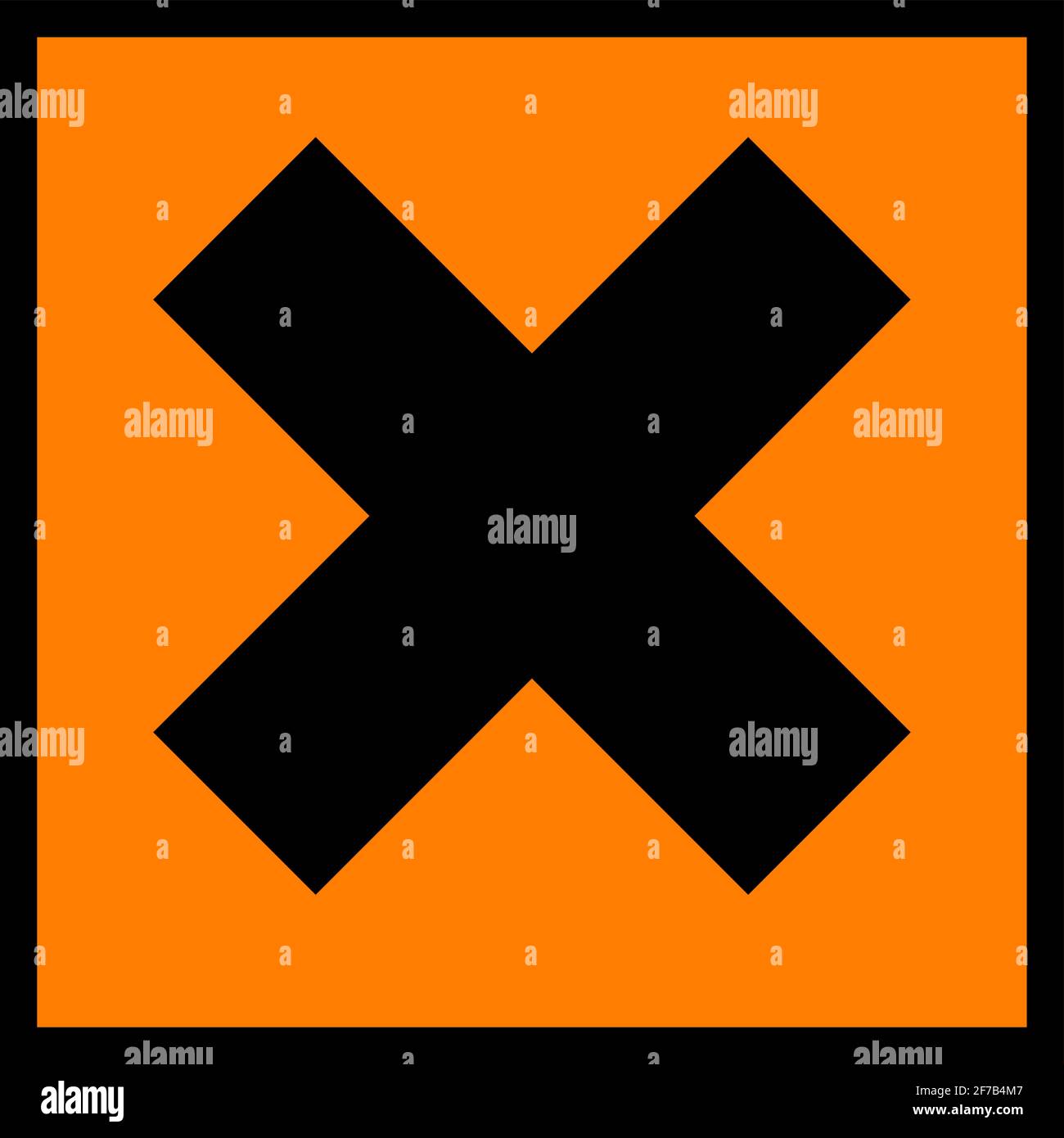 European irritant hazard sign. Chemical orange x warning icon Stock ...