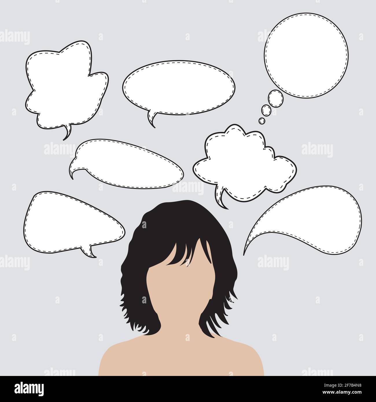 Thinking woman with many ideas Stock Vector Image & Art - Alamy