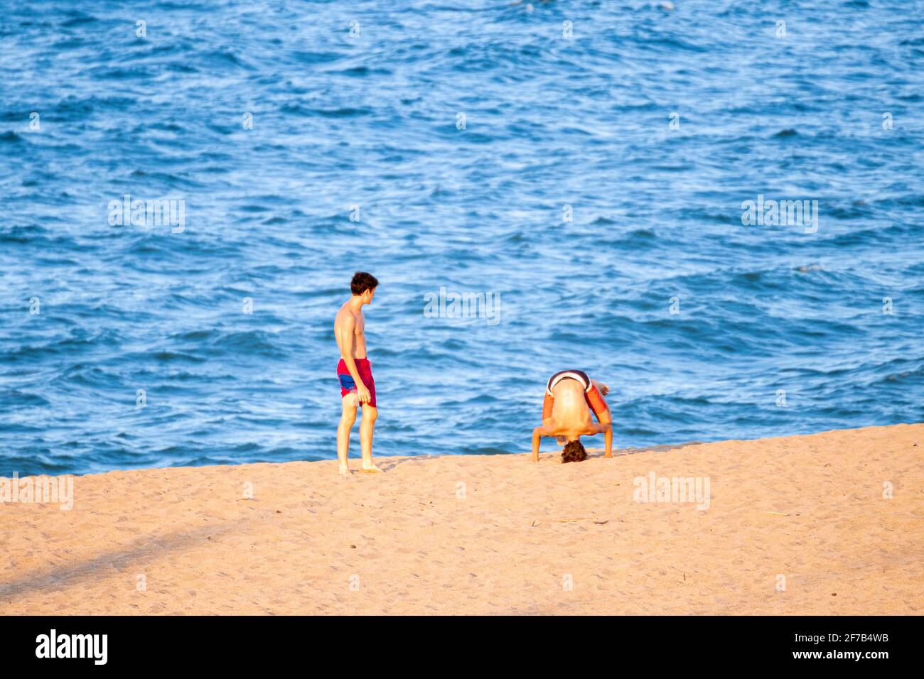 people on the beach a summer day at the playa de pals on the costa ...
