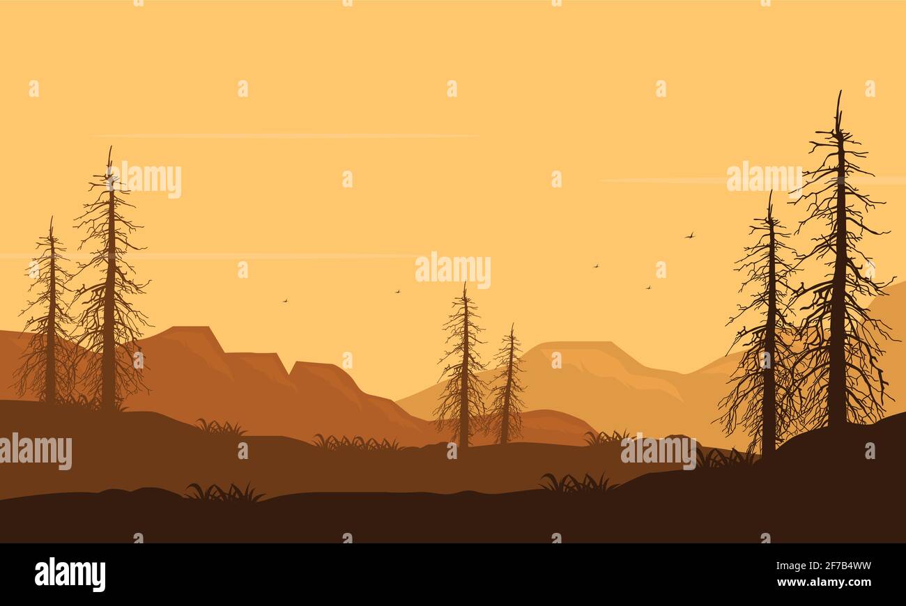 The panoramic view of the twilight sky with great mountain views ...