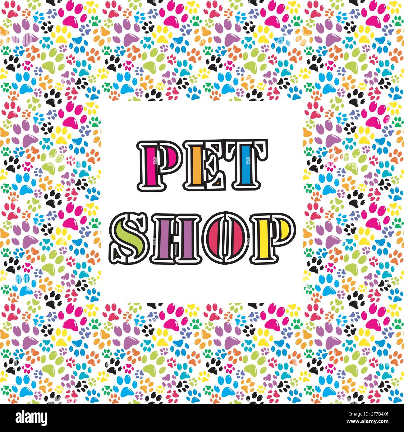 Pet shop background with colored paws Stock Vector Image & Art - Alamy