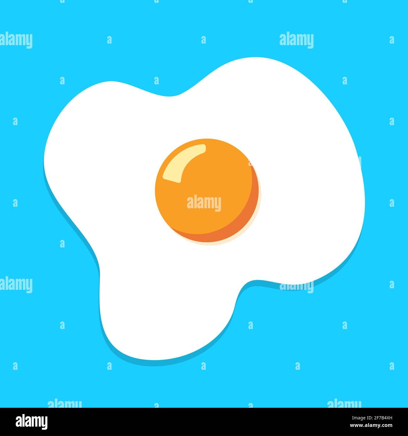 Fried egg breakfast cartoon icon isolated. Flat omelet meal yolk logo shape symbol design Stock ...