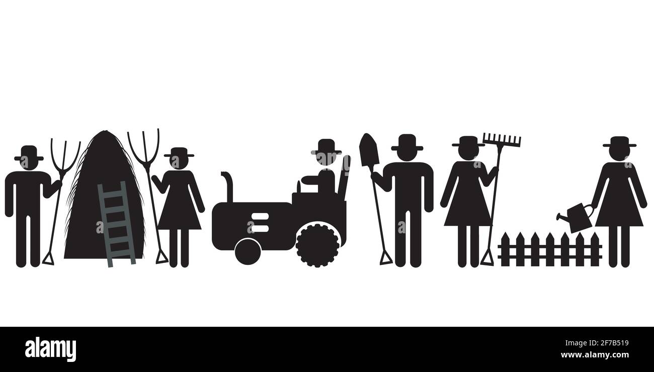 Set of farm farmer worker pictograms Stock Vector Image & Art - Alamy
