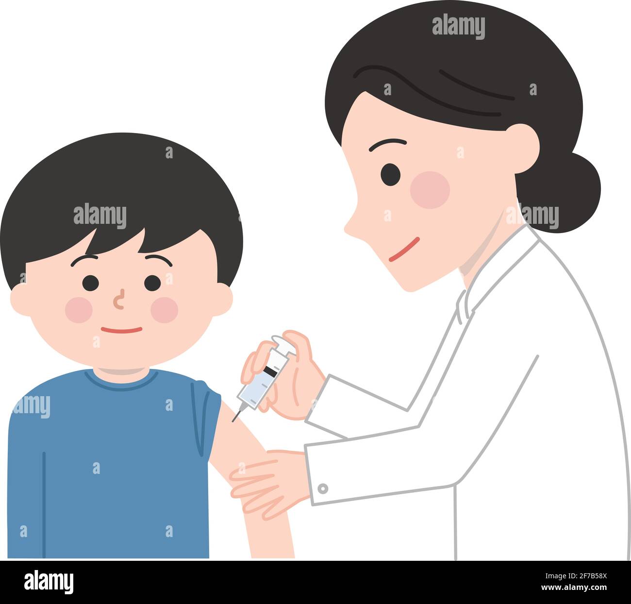 Boy receiving a vaccination. Vector illustration isolated on white ...