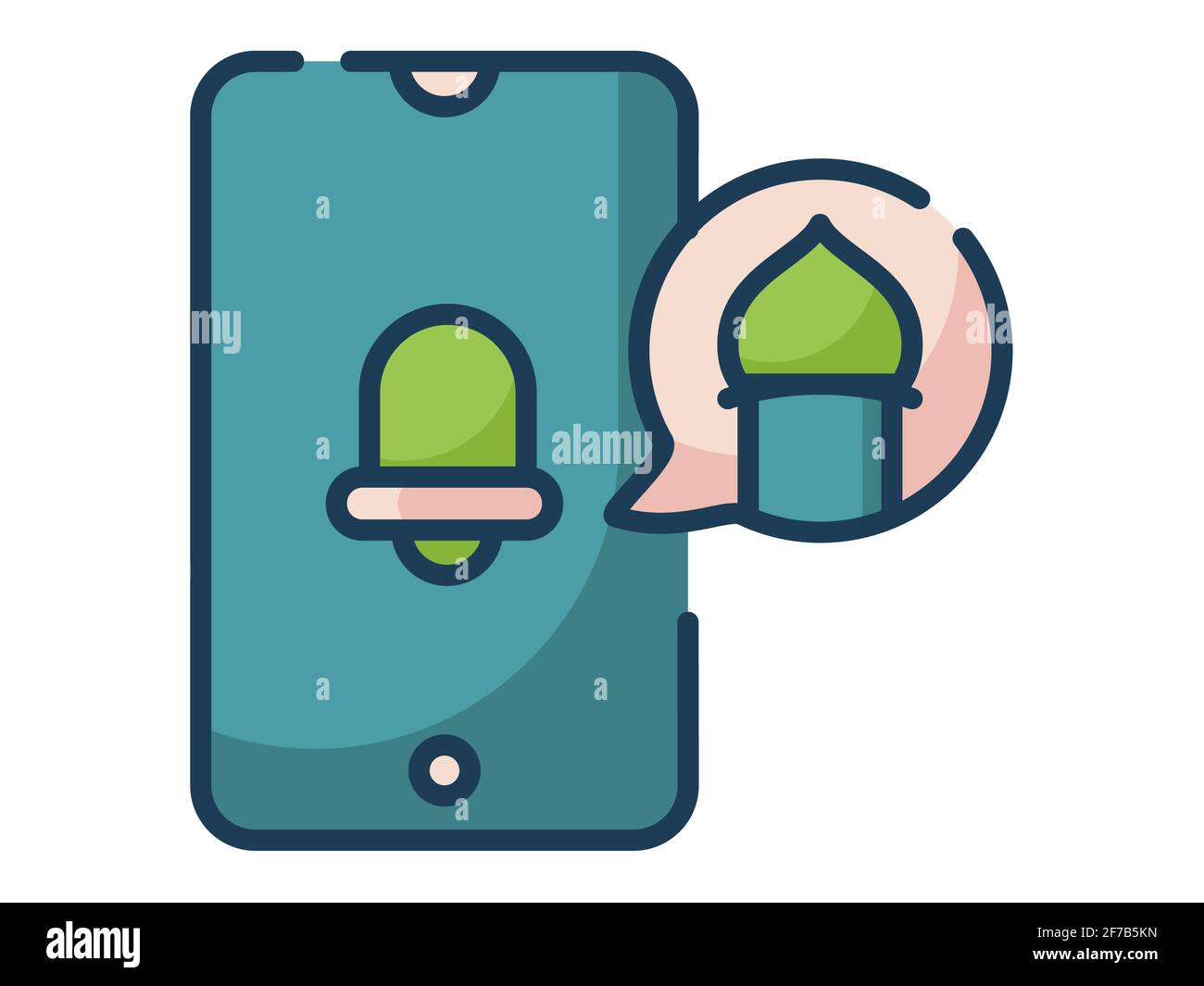 phone prayer reminder ramadan single isolated icon with flat dash or ...