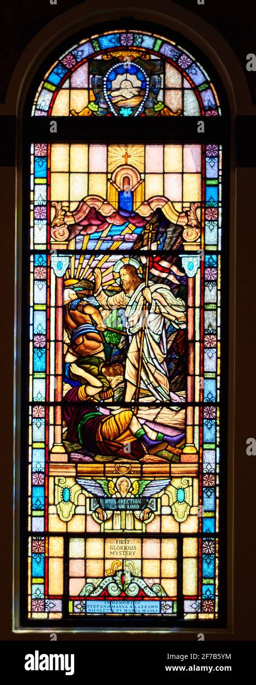 colorful stained glass window in church Stock Photo - Alamy
