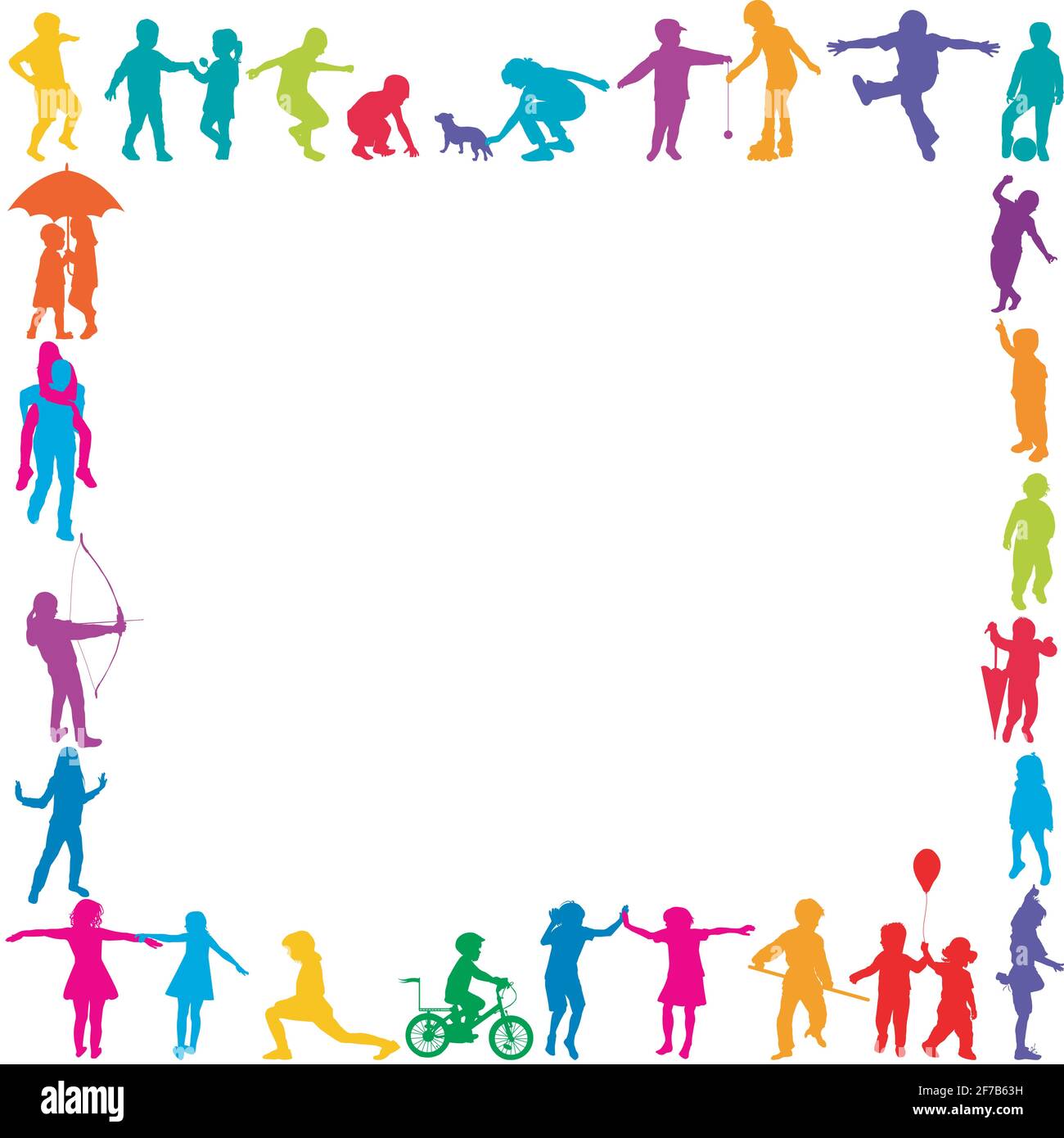 Border design many children illustration Stock Vector Images - Alamy