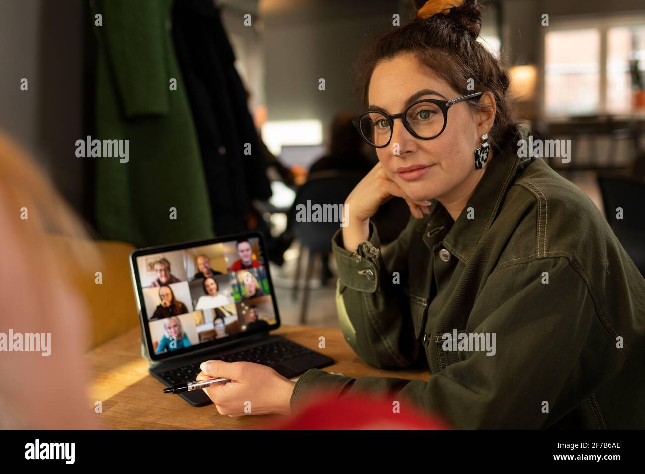 Woman having video call Stock Photo - Alamy