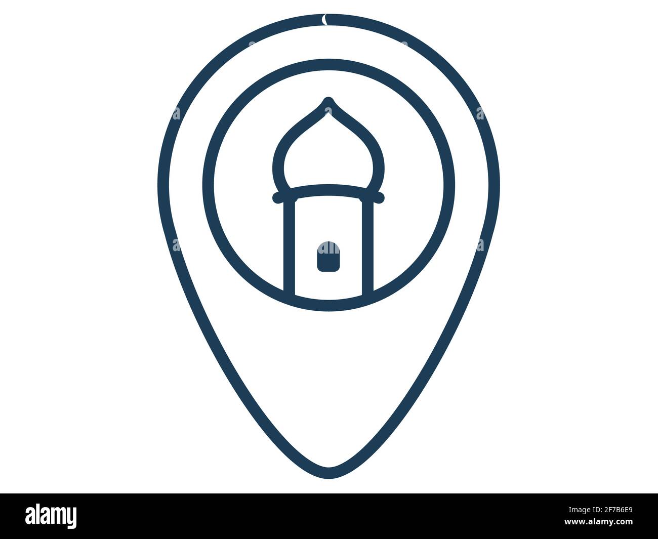 location mosque praying single isolated icon with outline style vector ...