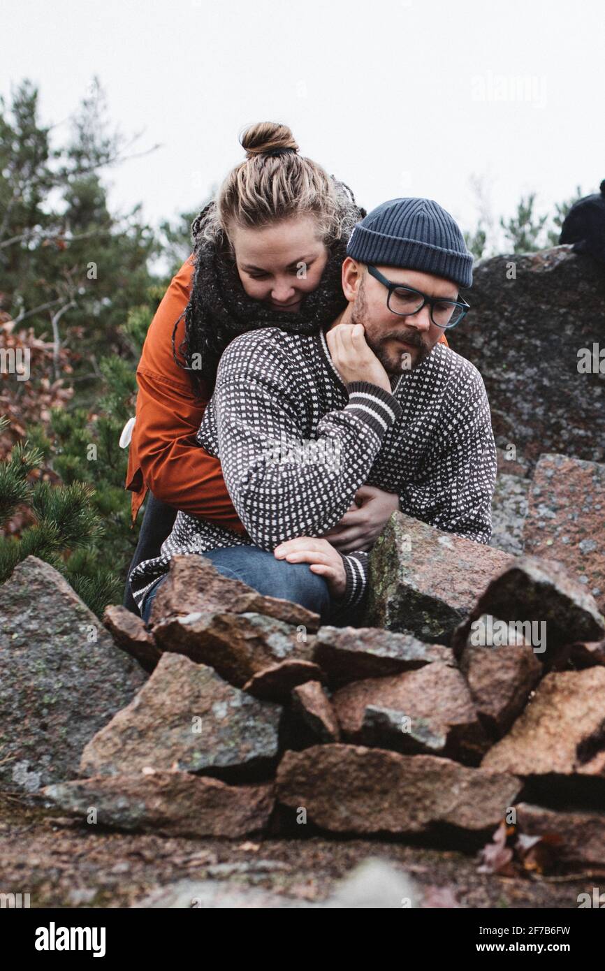 Sitting hug hi-res stock photography and images - Alamy