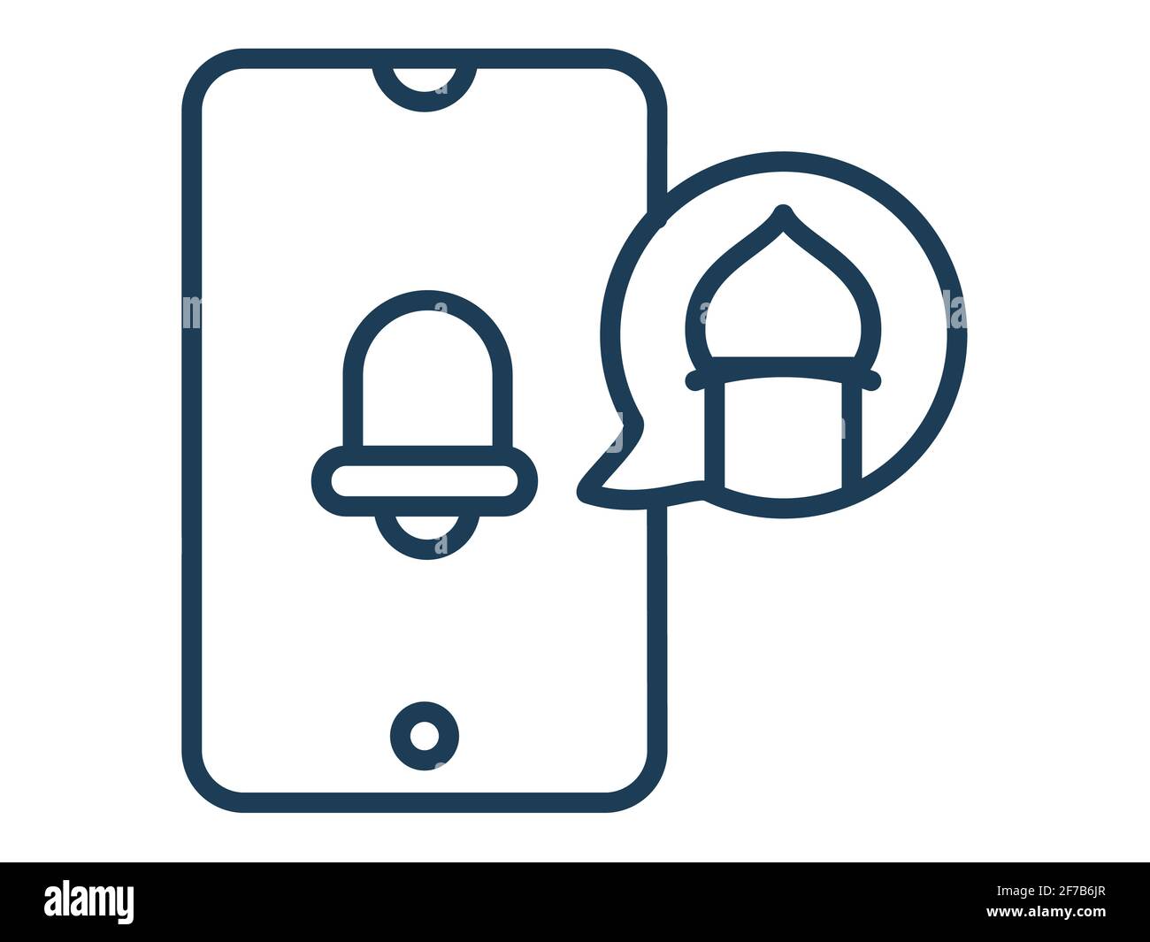 phone prayer reminder ramadan single isolated icon with outline style ...