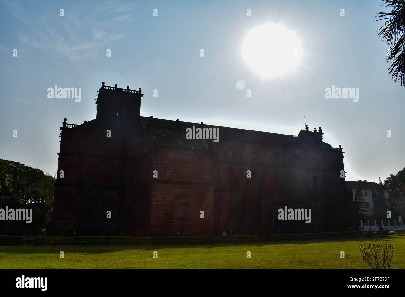 Basilica of bom jesus church in goa taken from lower angle with blue ...
