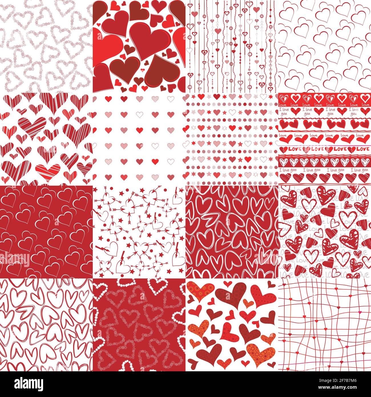 Set of patterns for Valentines day with hearts Stock Vector Image & Art ...