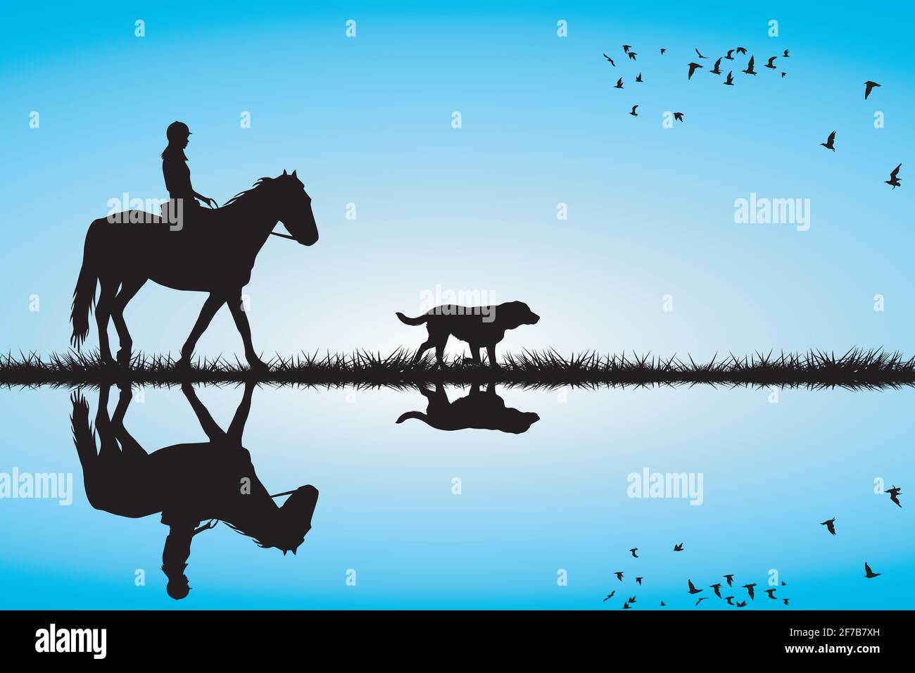 Black horse with dog Stock Vector Images - Alamy