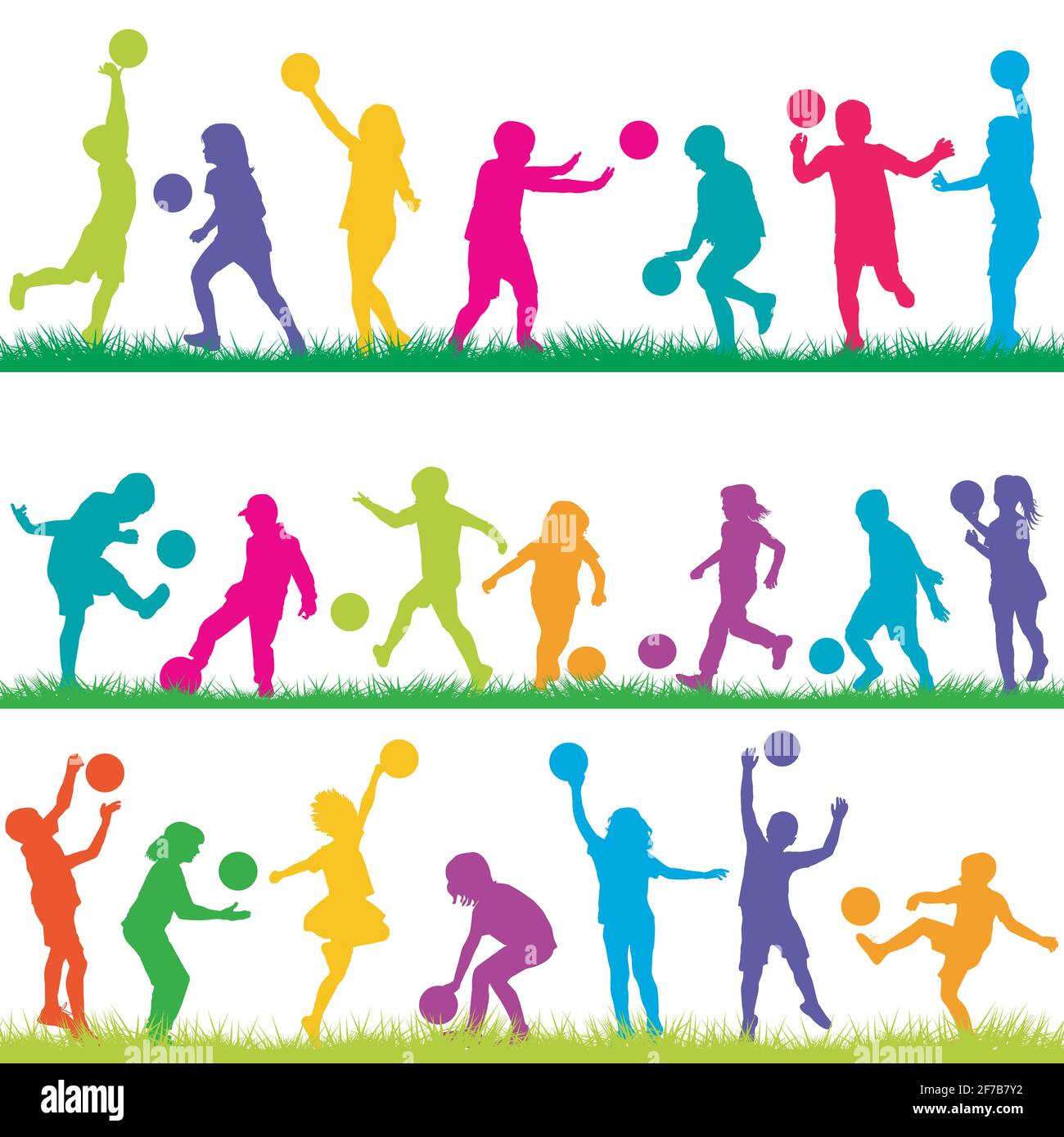 Set of colored children playing with balls Stock Vector Image & Art - Alamy