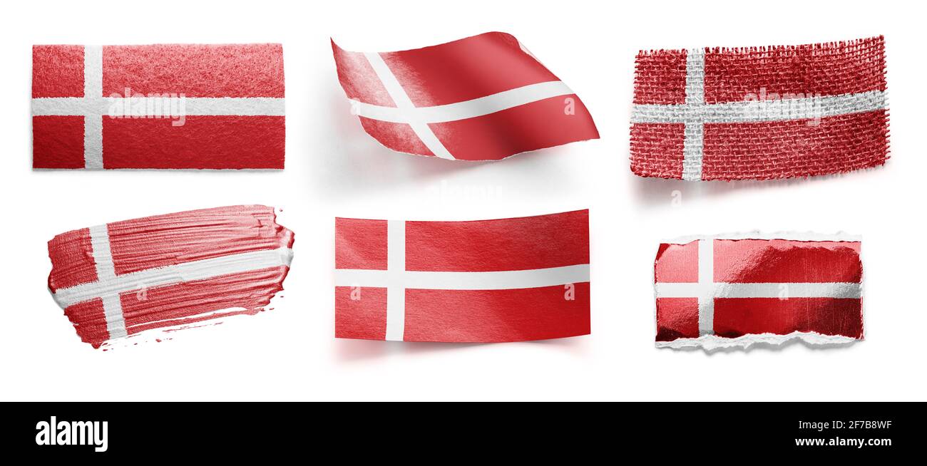 Set of the national flag of Denmark on a white background Stock Photo ...