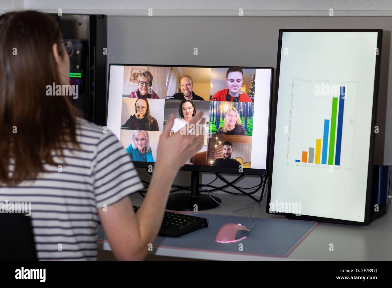 Adult video meeting at home hi-res stock photography and images - Alamy