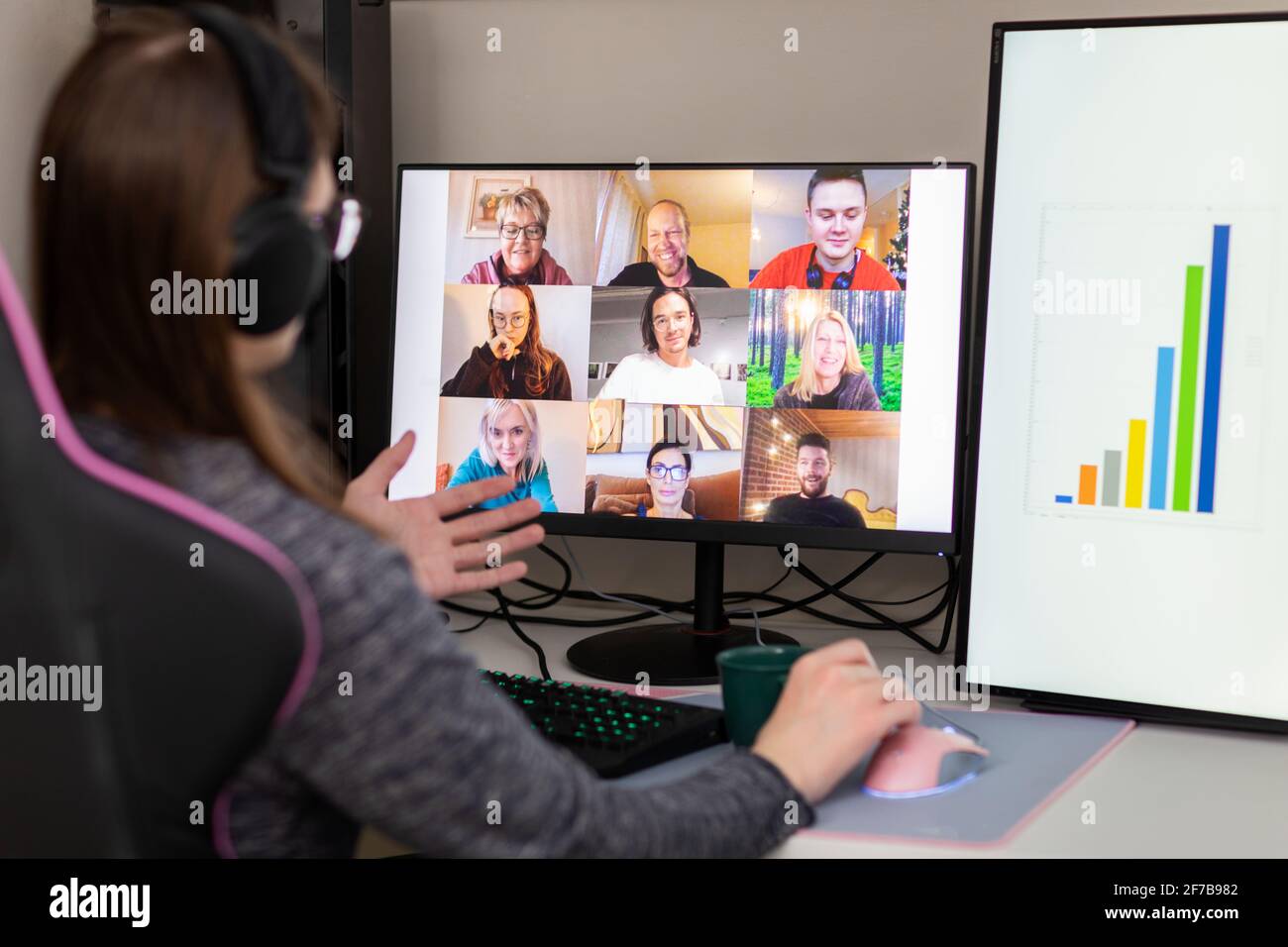 Man on video conference at home Stock Photo - Alamy