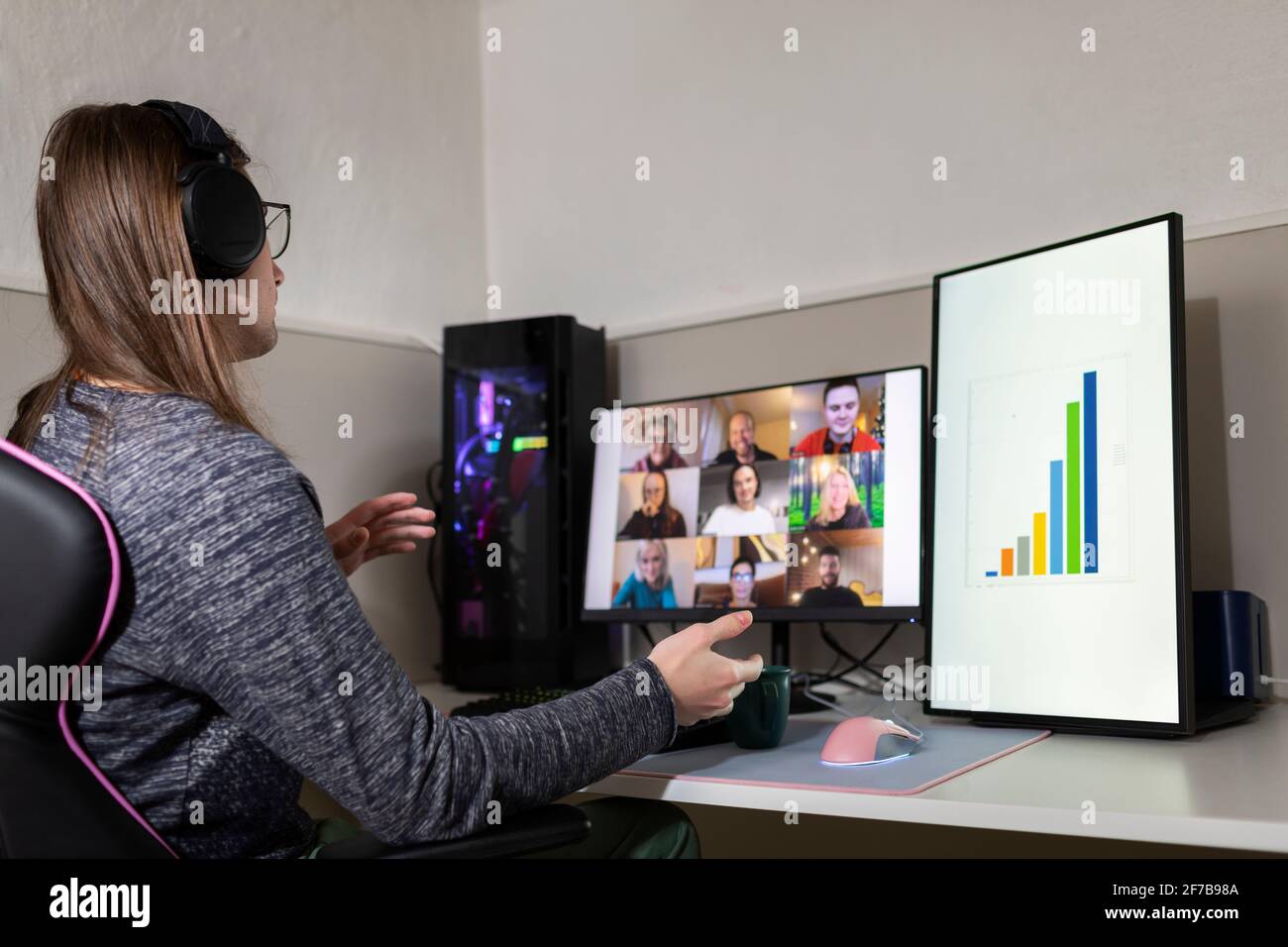 Adult video meeting at home hi-res stock photography and images - Alamy