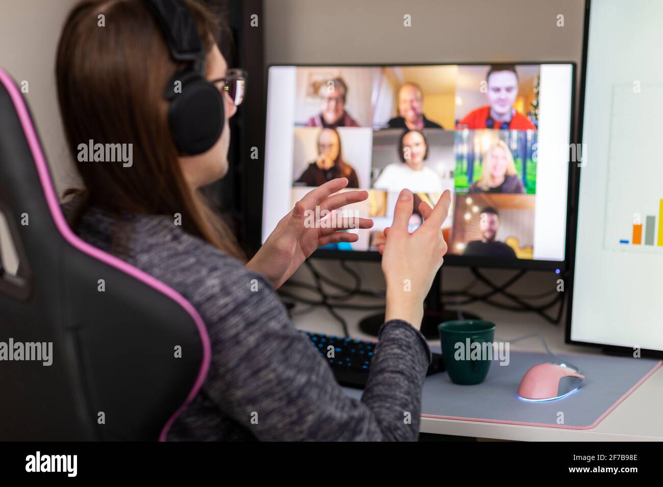 Adult video meeting at home hi-res stock photography and images - Alamy