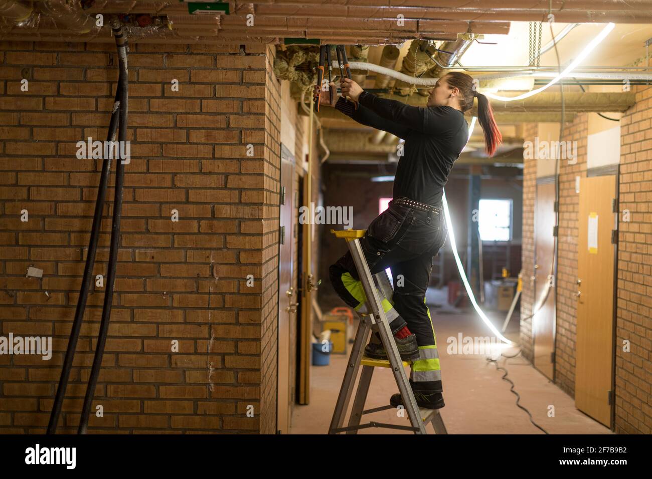 Woman renovating house Stock Photo - Alamy