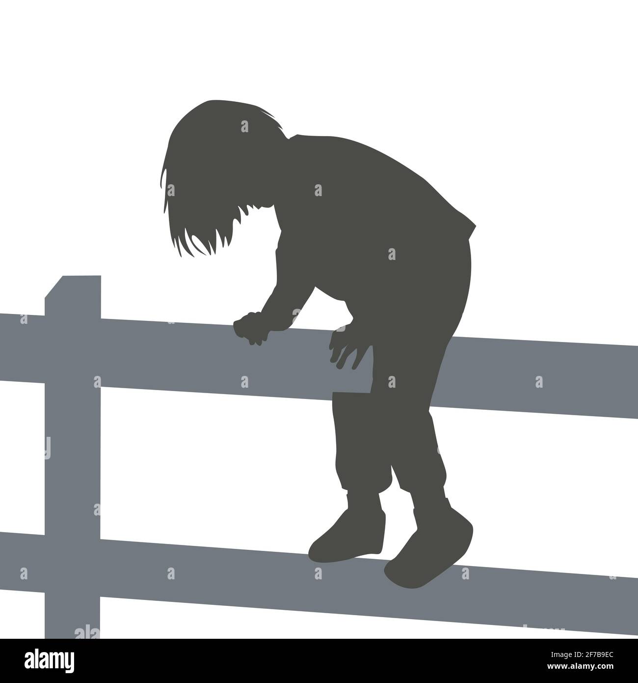Girl climbing a wooden fence Stock Vector Image & Art - Alamy
