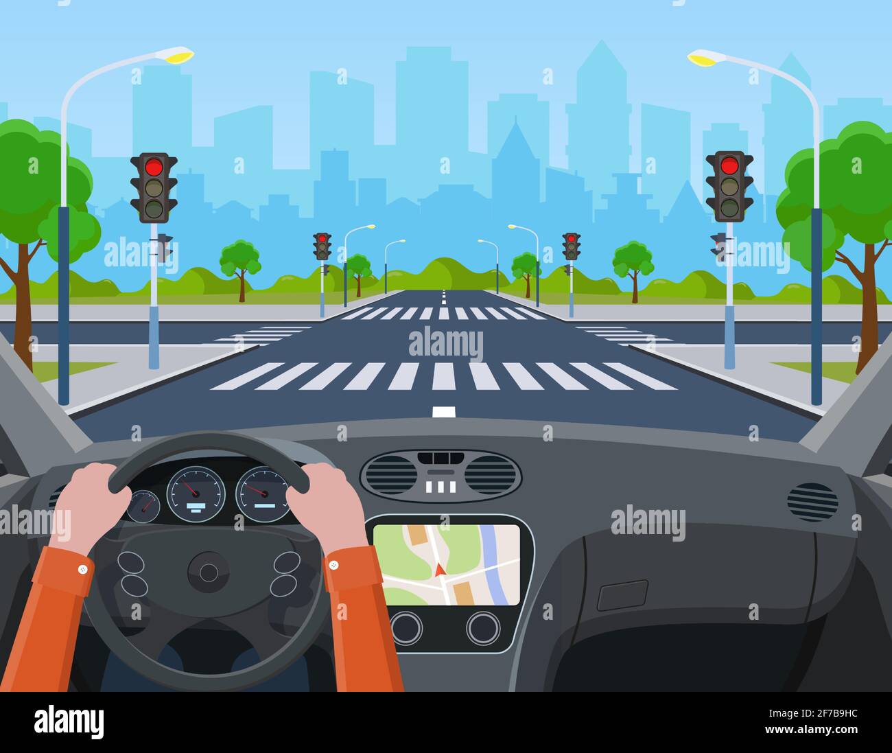 Green crossing lights Stock Vector Images - Alamy