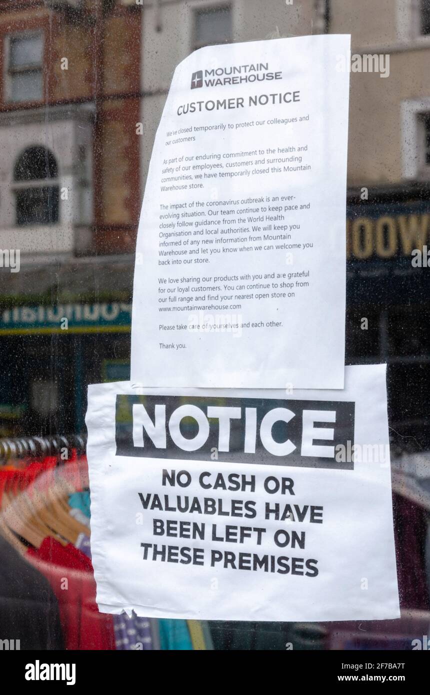 Llandudno, UK: Mar 18, 2021: The Mountain Warehouse store displays a ...