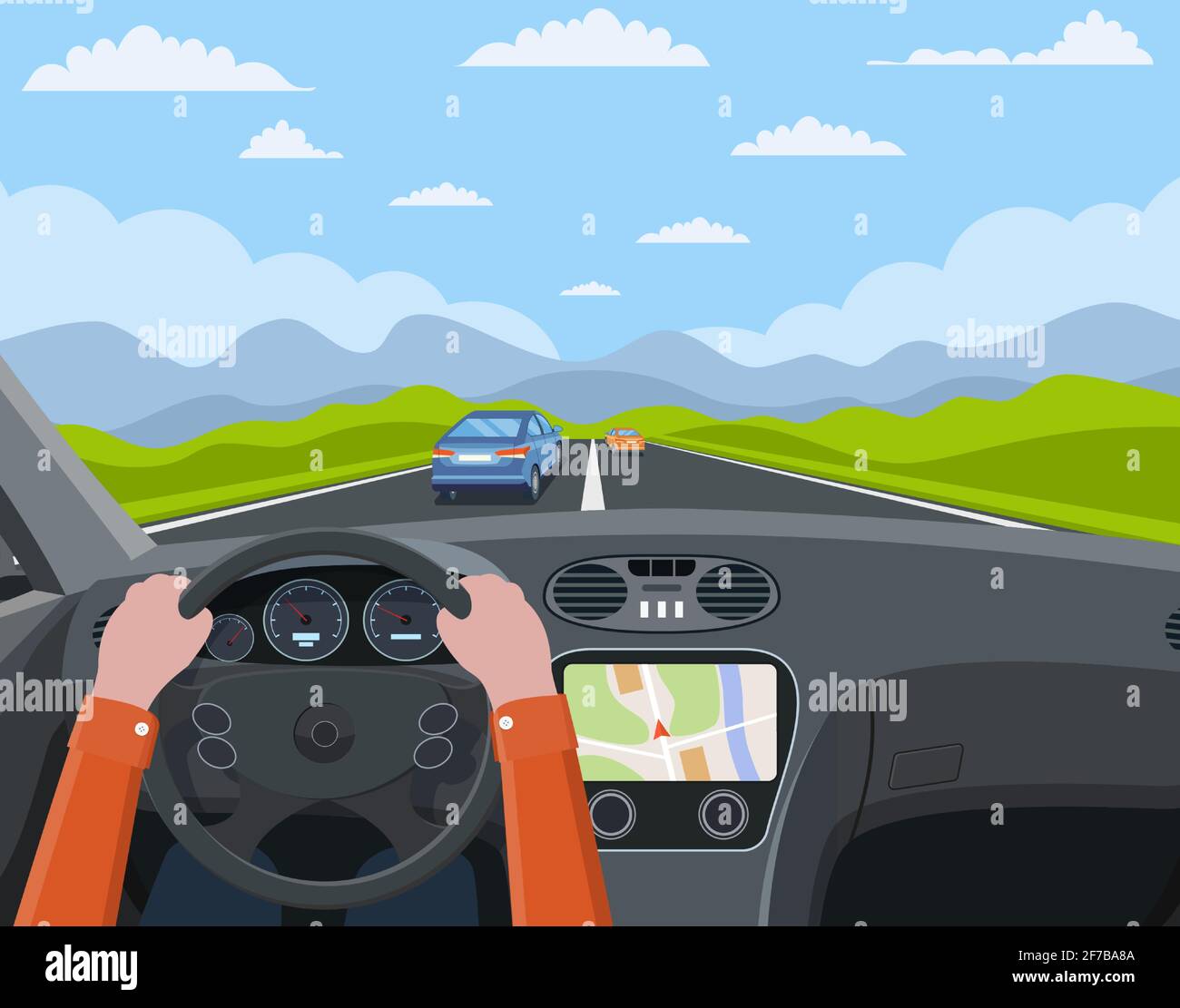 Inside car illustration Stock Vector Images - Alamy