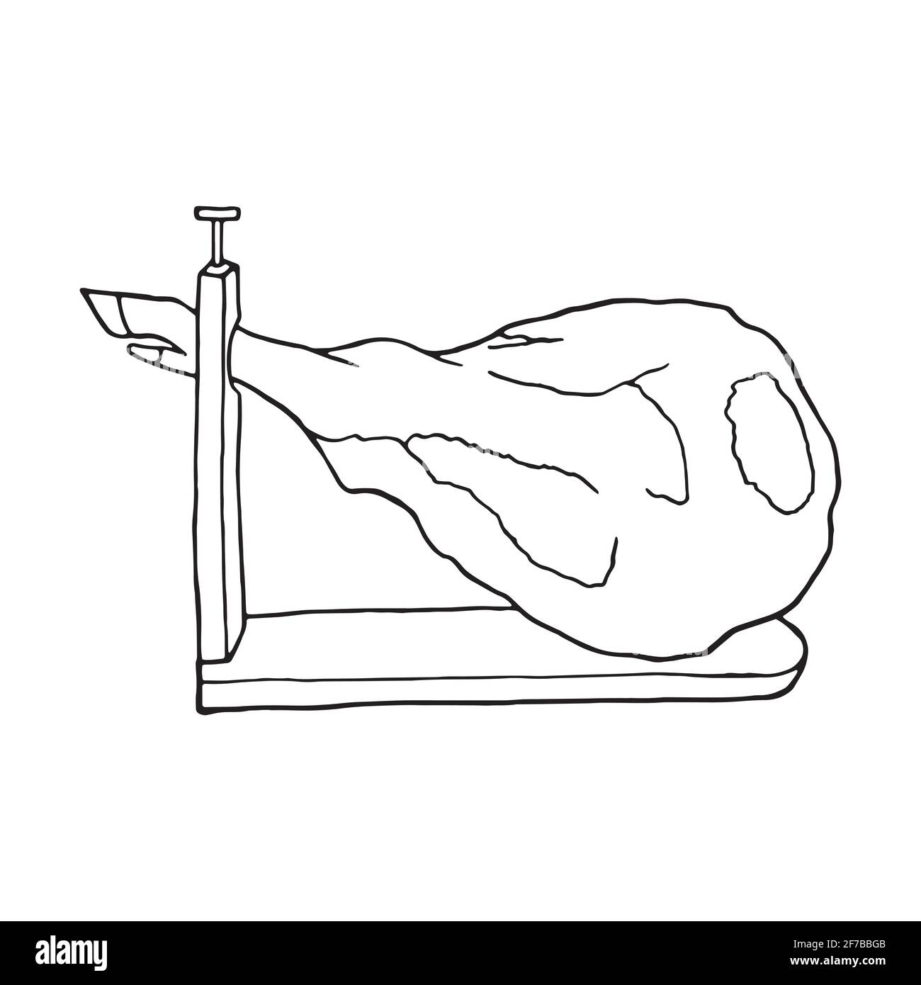 Vector hand-drawn jamon. Spanish cuisine dish. Design sketch element ...