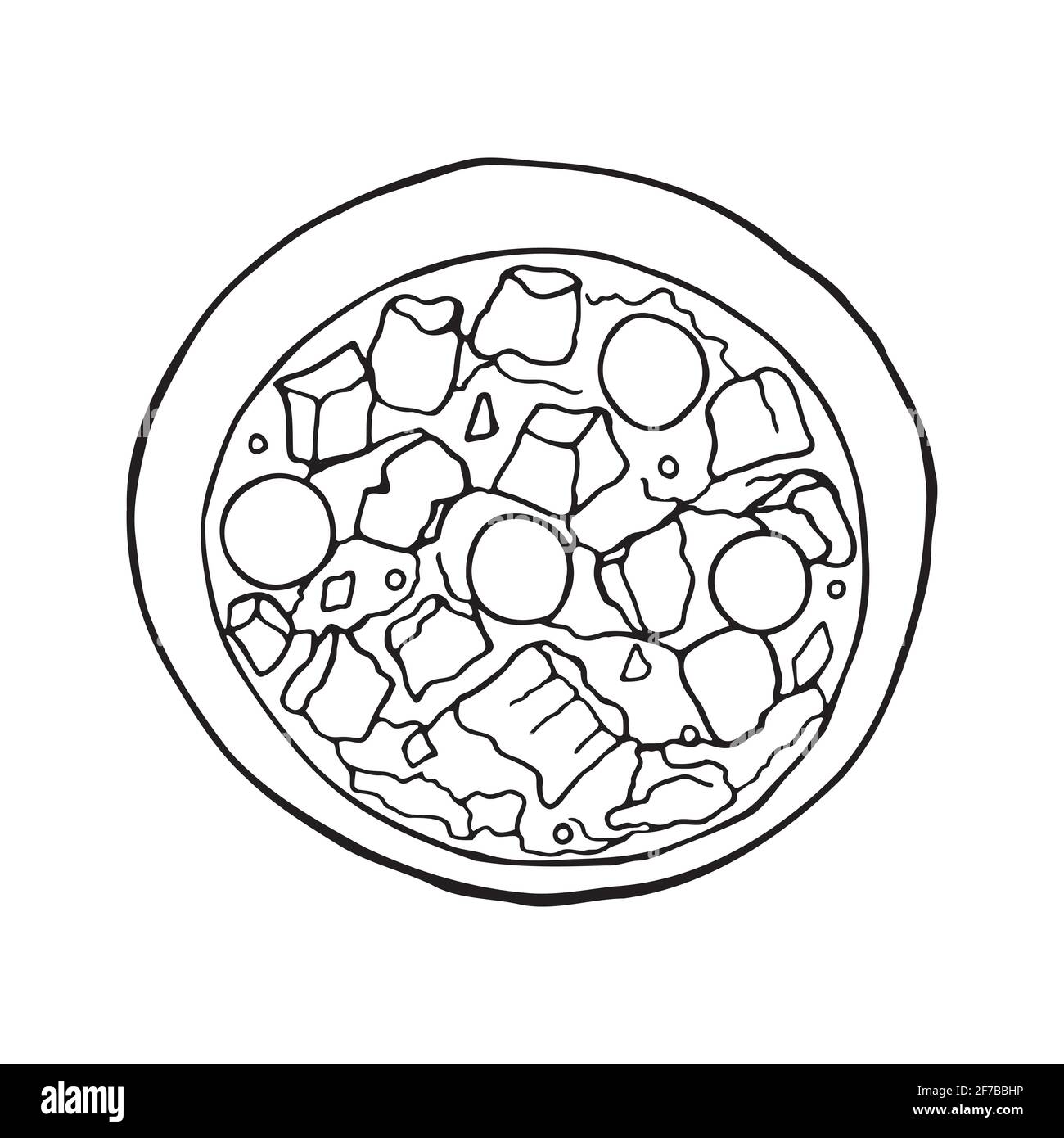 Vector hand-drawn migas. Spanish cuisine dish. Design sketch element ...