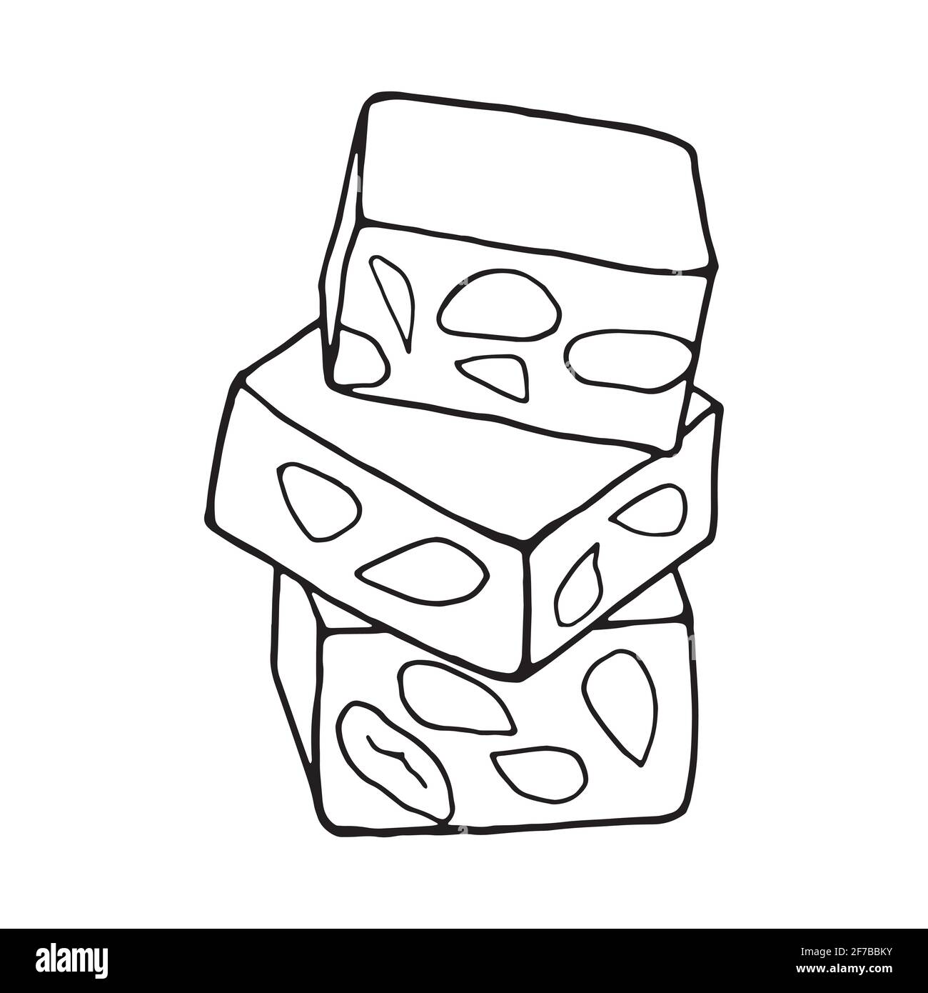 Vector hand-drawn turron. Spanish dessert. Design sketch element for ...