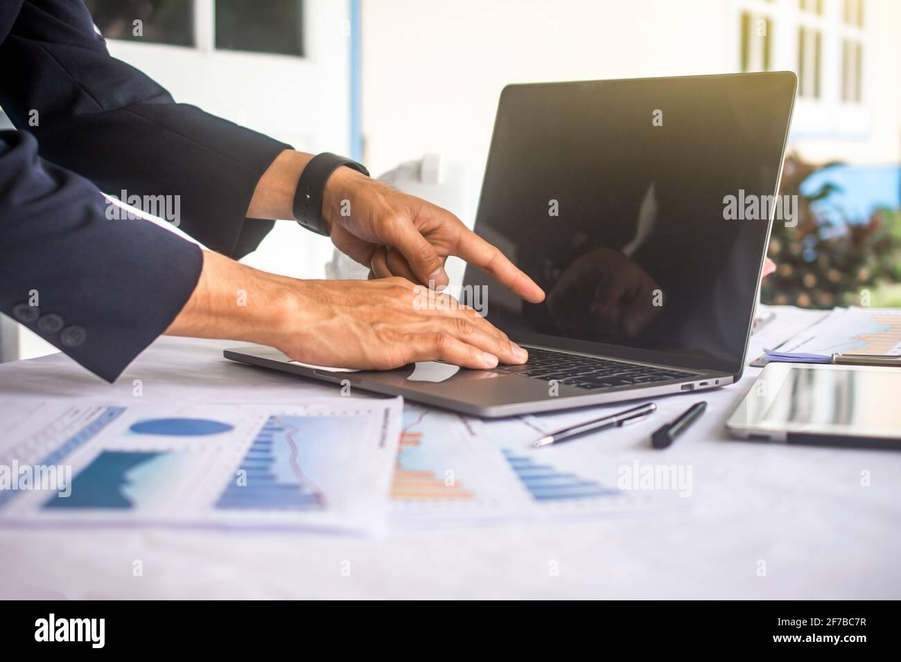 Hand touching on key board computer laptop , computer technology Stock ...