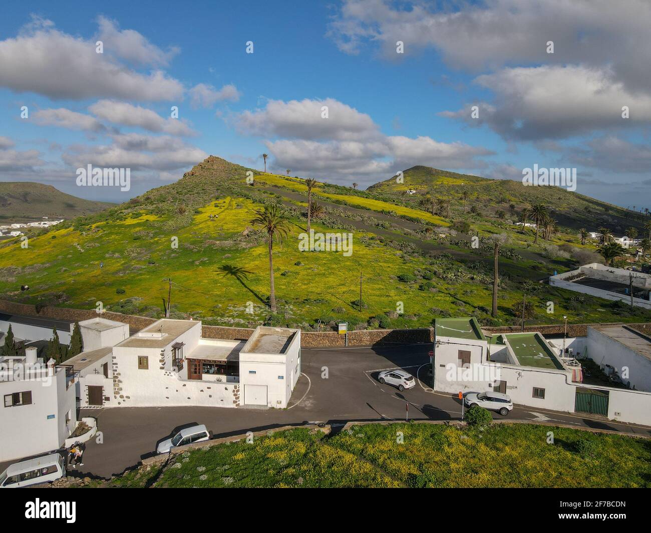 Aerial view of Haria at Lanzarote on Canary island in Spain Stock Photo ...