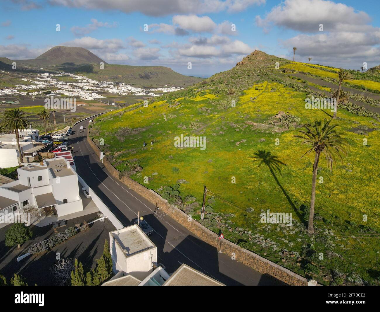 Aerial view of Haria at Lanzarote on Canary island in Spain Stock Photo ...