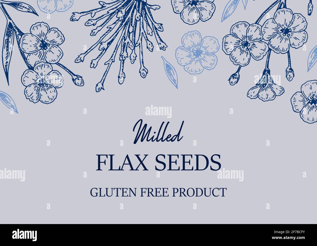Hand drawn flax design. Vector illustration in sketch style for linen ...
