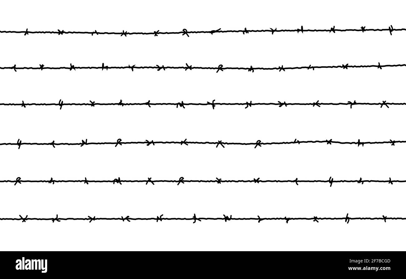 Barbed wire vector fence barbwire border chain. Prison line war barb ...