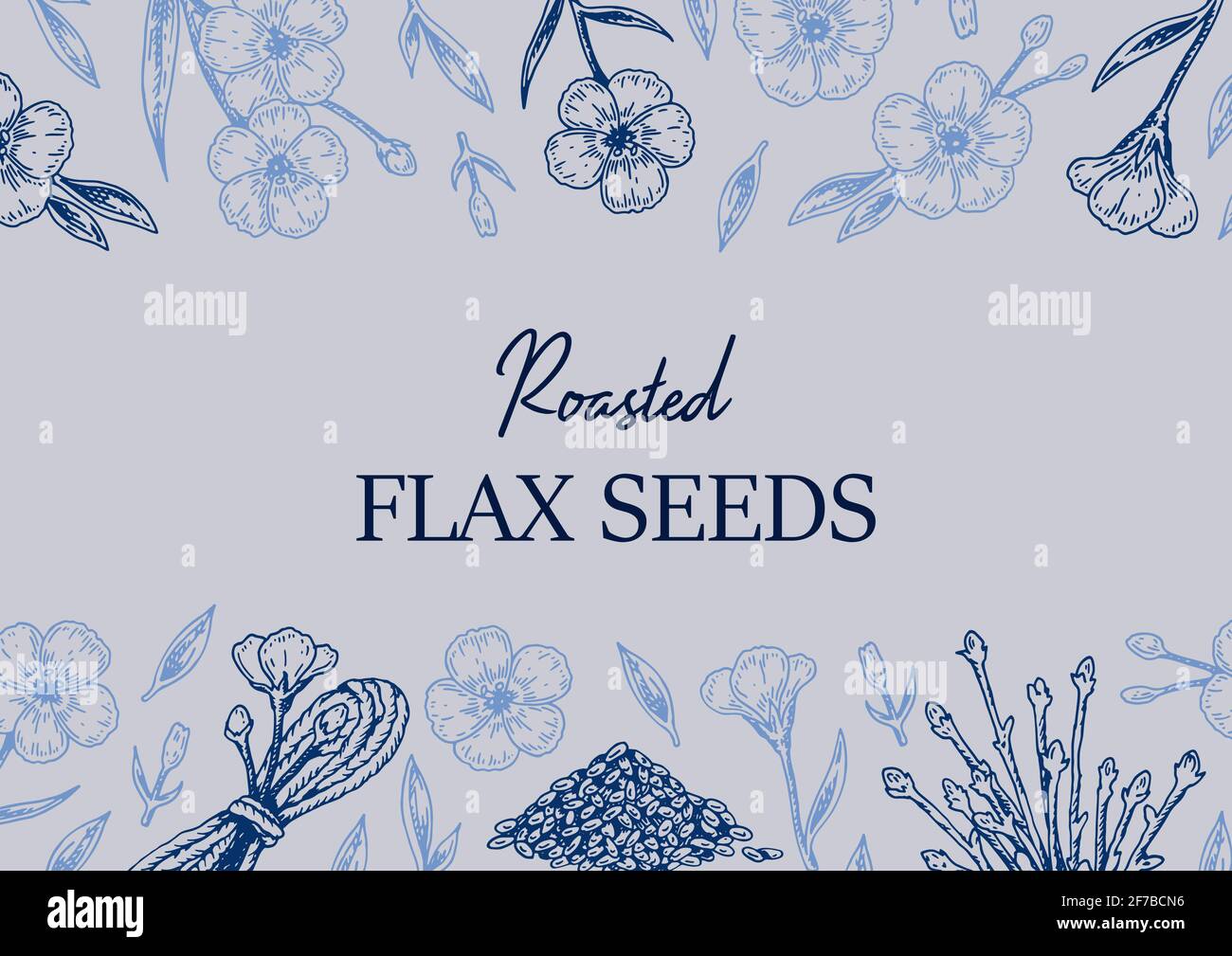 Hand drawn flax design. Vector illustration in sketch style for linen ...
