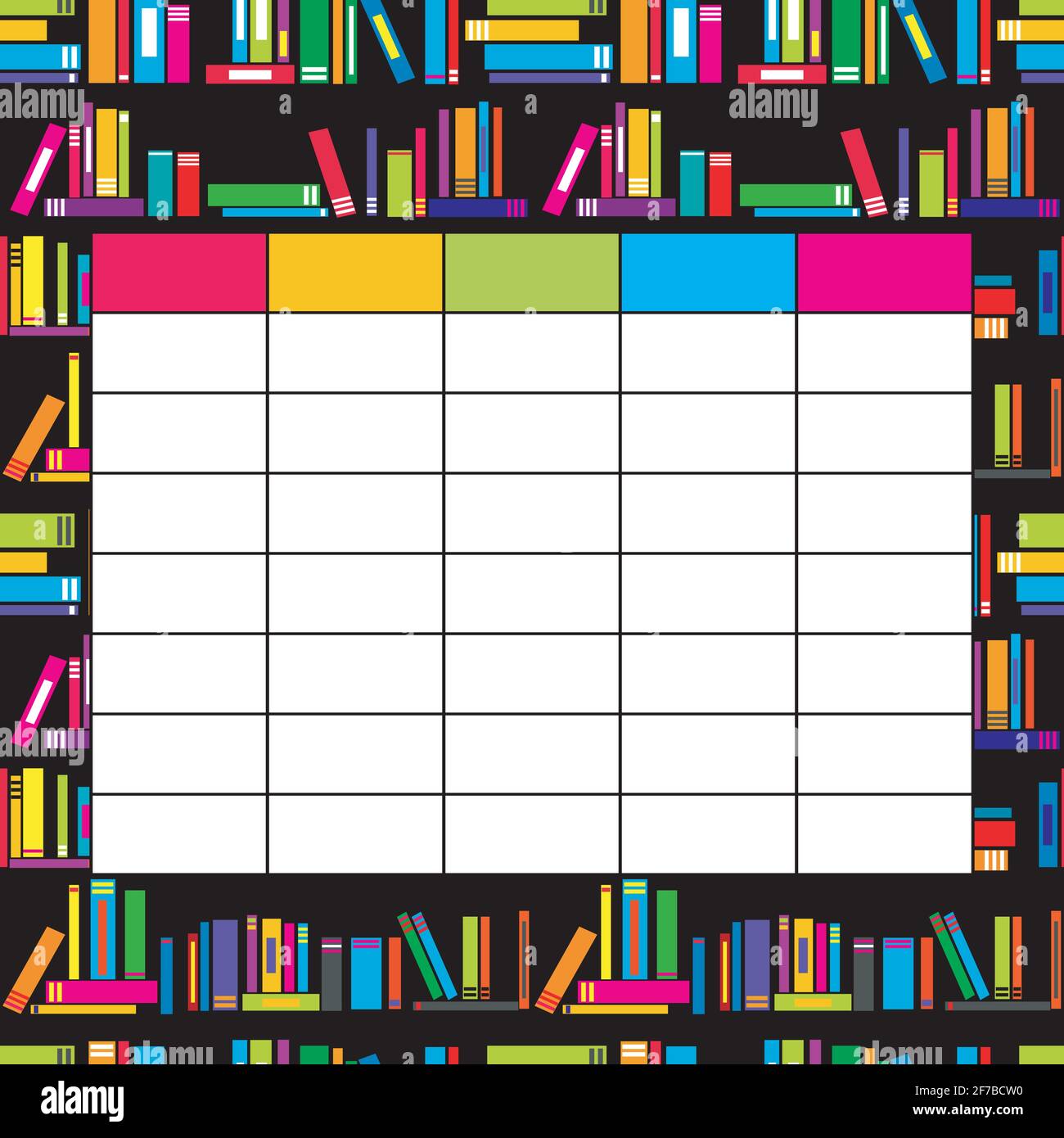 School timetable template with books for students and pupils Stock ...