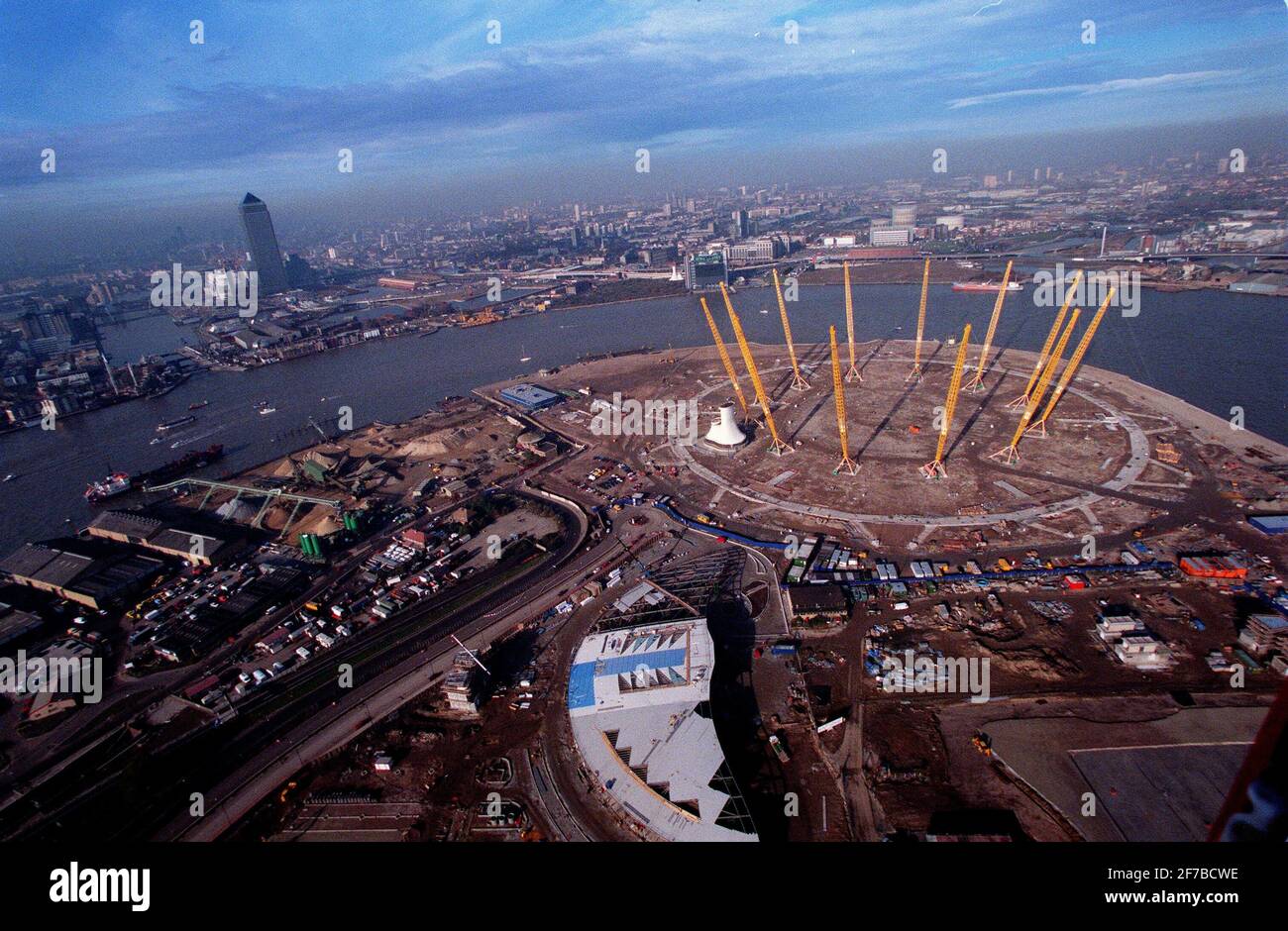 The Millennium Dome under construction at Greenwich 1998showing the ...