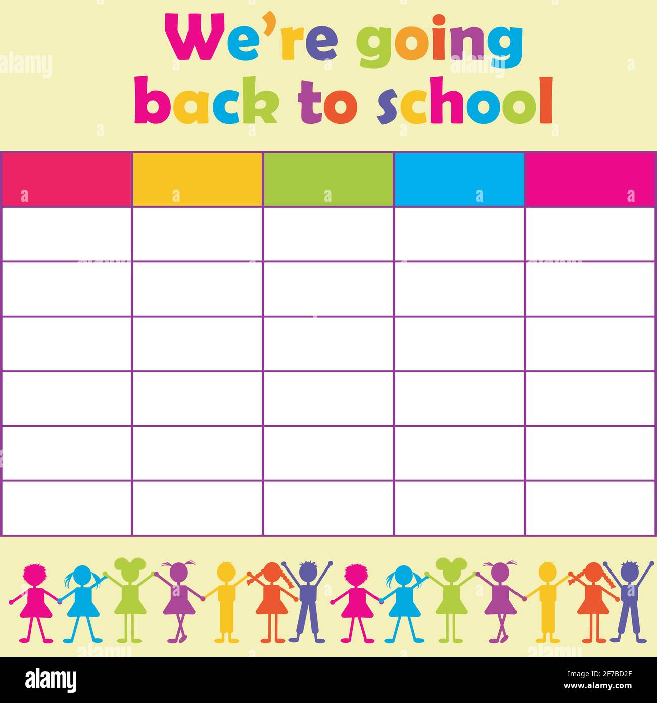School schedule cute cartoon hi-res stock photography and images - Alamy
